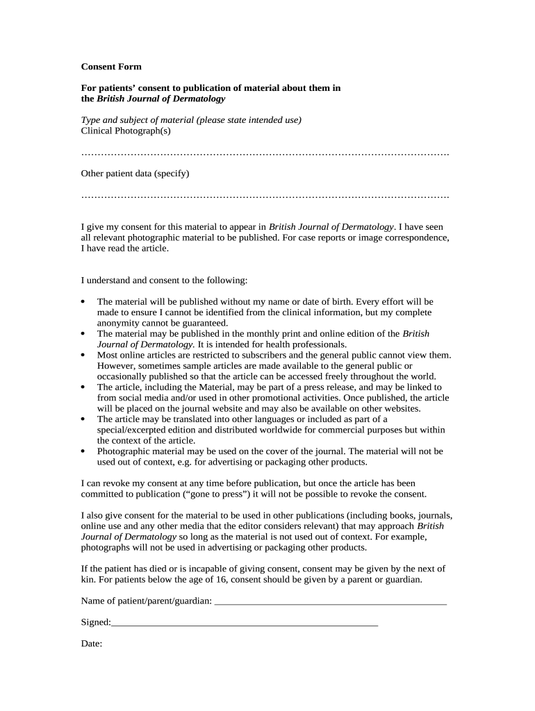 Consent For patients' consent to publication of material ... Doc ...