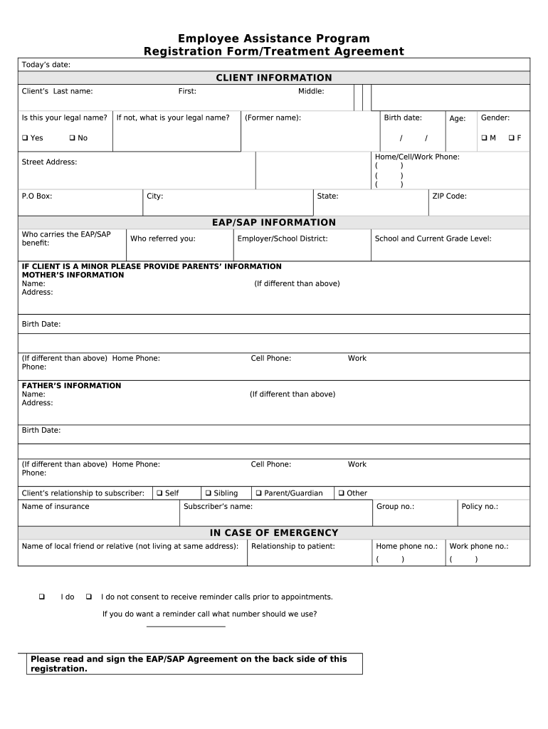 Employee Assistance Program Registration Consent Doc Template | pdfFiller