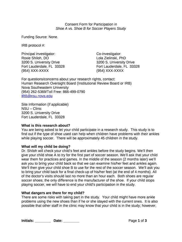 Sample Document Layout-Adult/General Ined Consent Doc Template | pdfFiller