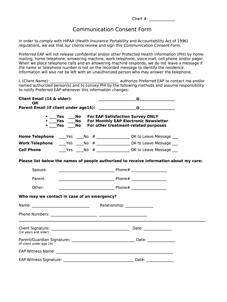 Communication Consent - preferredeap.org Doc Template | pdfFiller