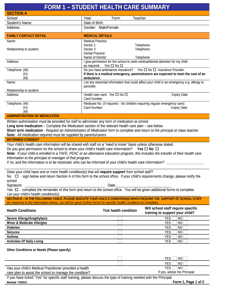 STUDENT ENROLMENT Section 1: Student Details Doc Template | pdfFiller