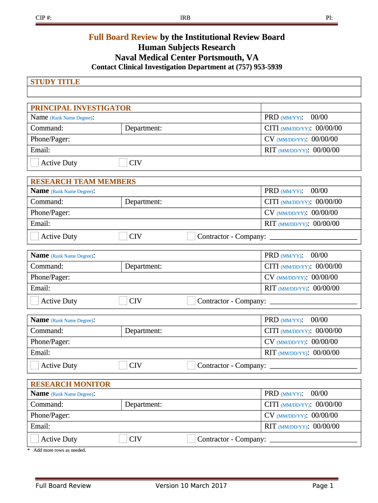 Human Subject Research s - Clinical Investigation ... Doc Template ...