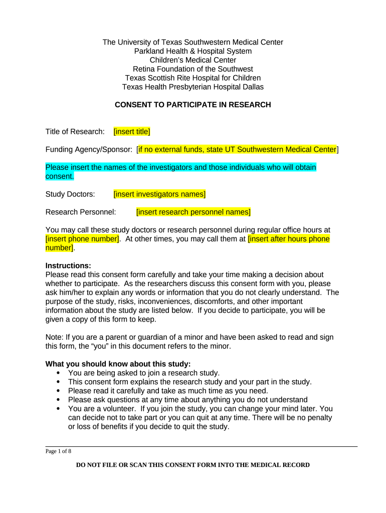 Consent : Institutional Review Board (IRB) - UT ... Doc Template | pdfFiller
