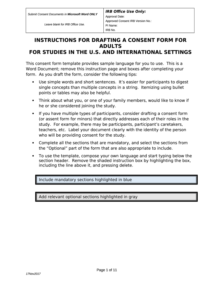 INSTRUCTIONS FOR DRAFTING A CONSENT FOR ADULTS Doc Template | pdfFiller