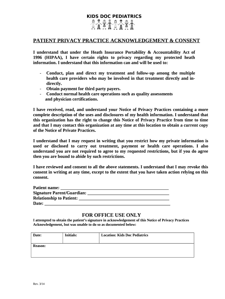 HIPAA Acknowledgement and Consent I understand that ... Doc Template | pdfFiller