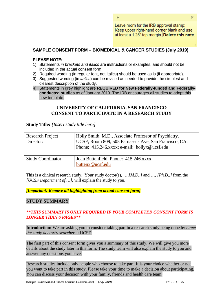 ucsf irb consent template Doc Template | pdfFiller
