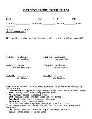 PATIENT ENCOUNTER - thompsongynecology.com Doc Template | pdfFiller