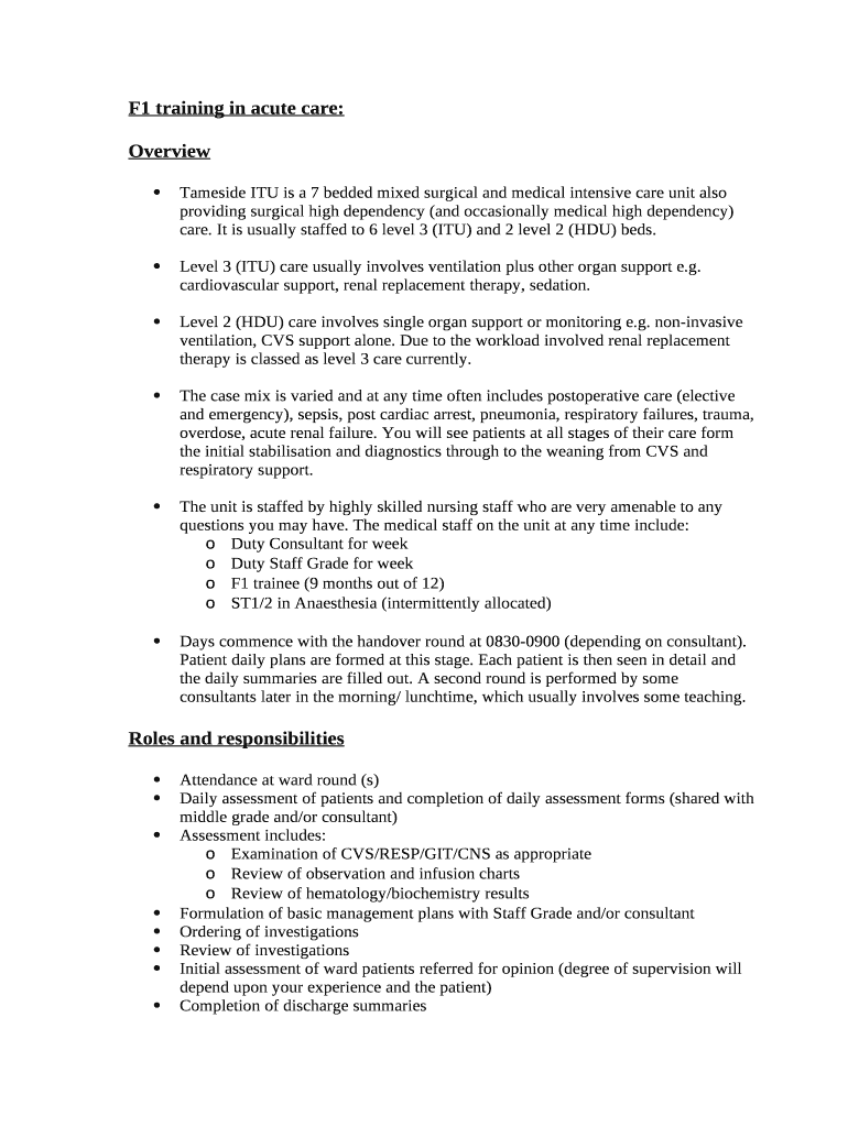 Intensive care unit (ITU) and high dependency unit (HDU ... Doc ...