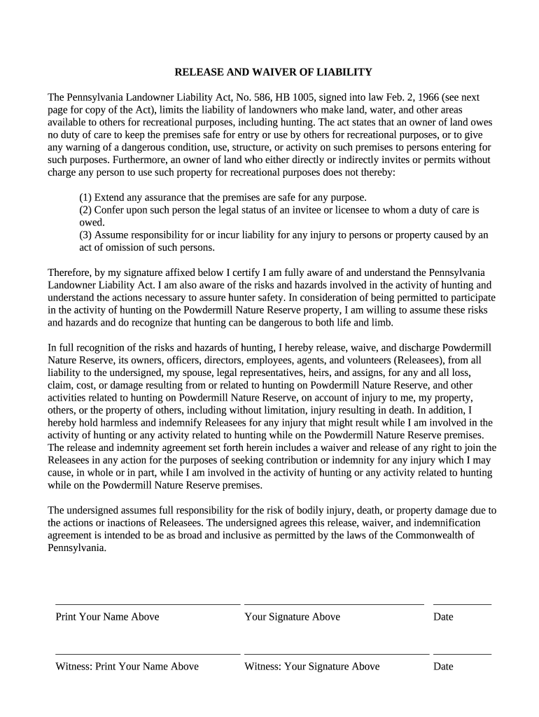 Landowner's Liability for Land Users and - Penn State Law Doc Template ...