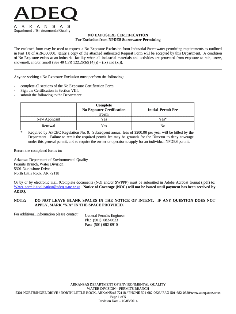 Guidance for No Exposure Certification for Exclusion from ... Doc ...
