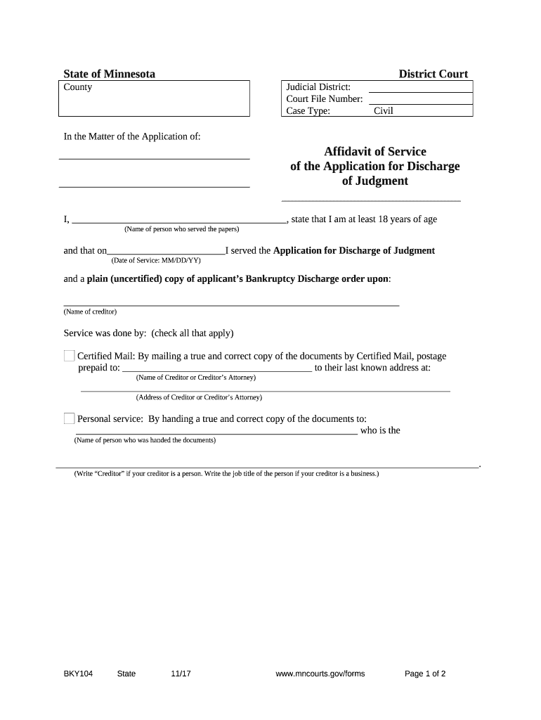 of the Application for Discharge of Judgment Doc Template | pdfFiller