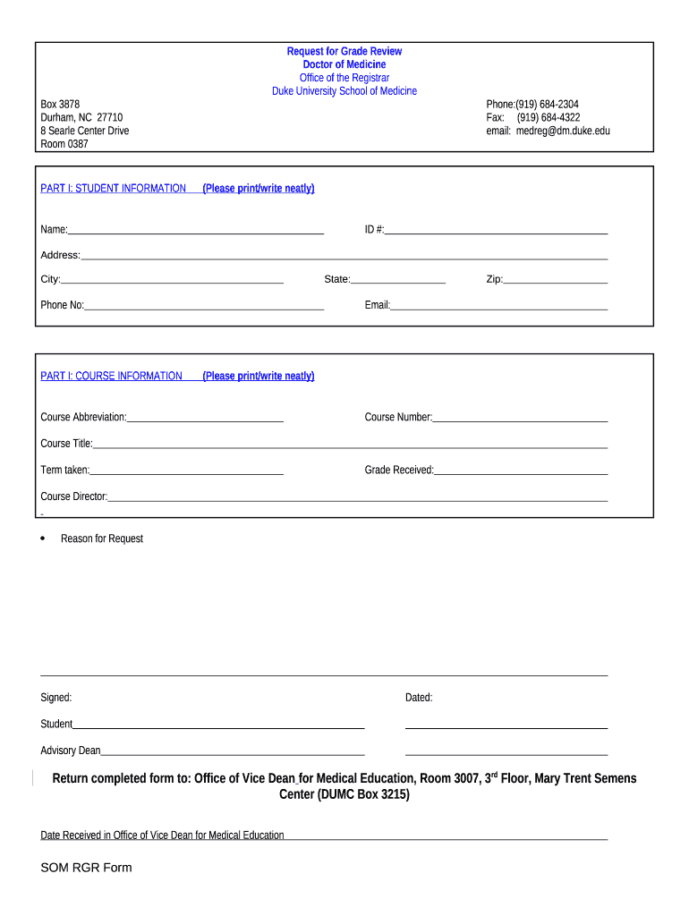 duke school of medicine registrar Doc Template | pdfFiller