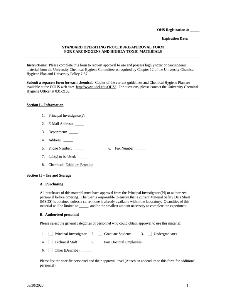 STANDARD OPERATING PROCEDURE/APPROVAL ... Doc Template | pdfFiller