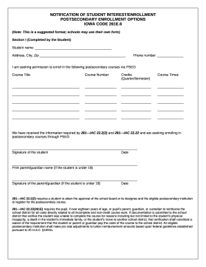 enrollment notification Doc Template | pdfFiller