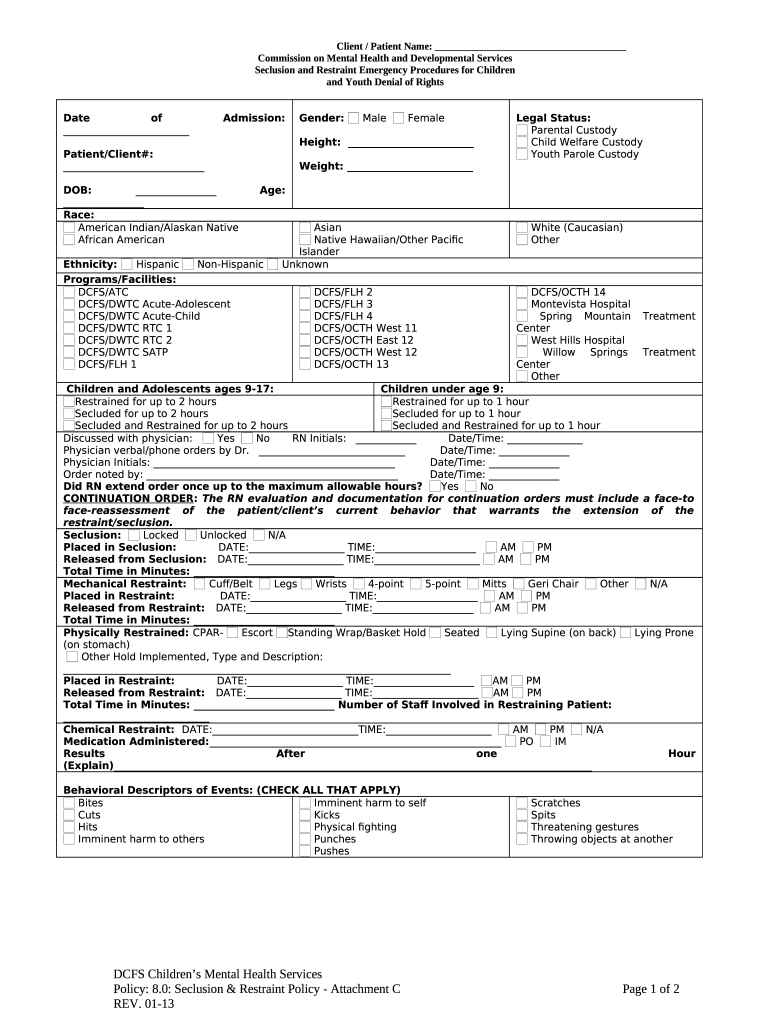 Use of Restraint and Seclusion in the Emergency Department ... Doc ...