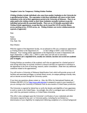 Template Letter for Temporary Visiting Professor Position Doc Template ...