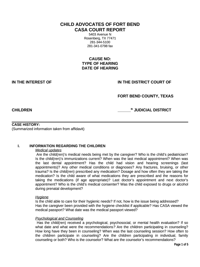 Download Court Report Template - Child Advocates of Fort ... Doc ...