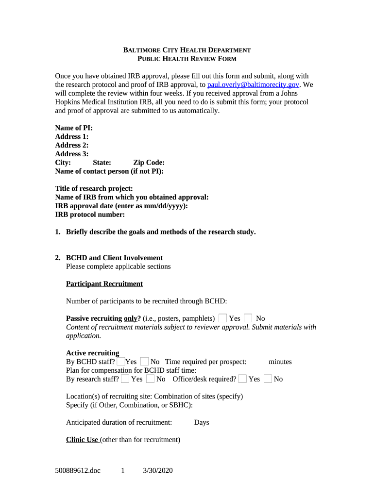 Once you have obtained IRB approval, please fill out this and submit ...