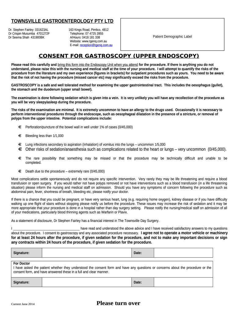 TOWNSVILLE GASTROENTEROLOGY REFERRAL ... Doc Template | pdfFiller