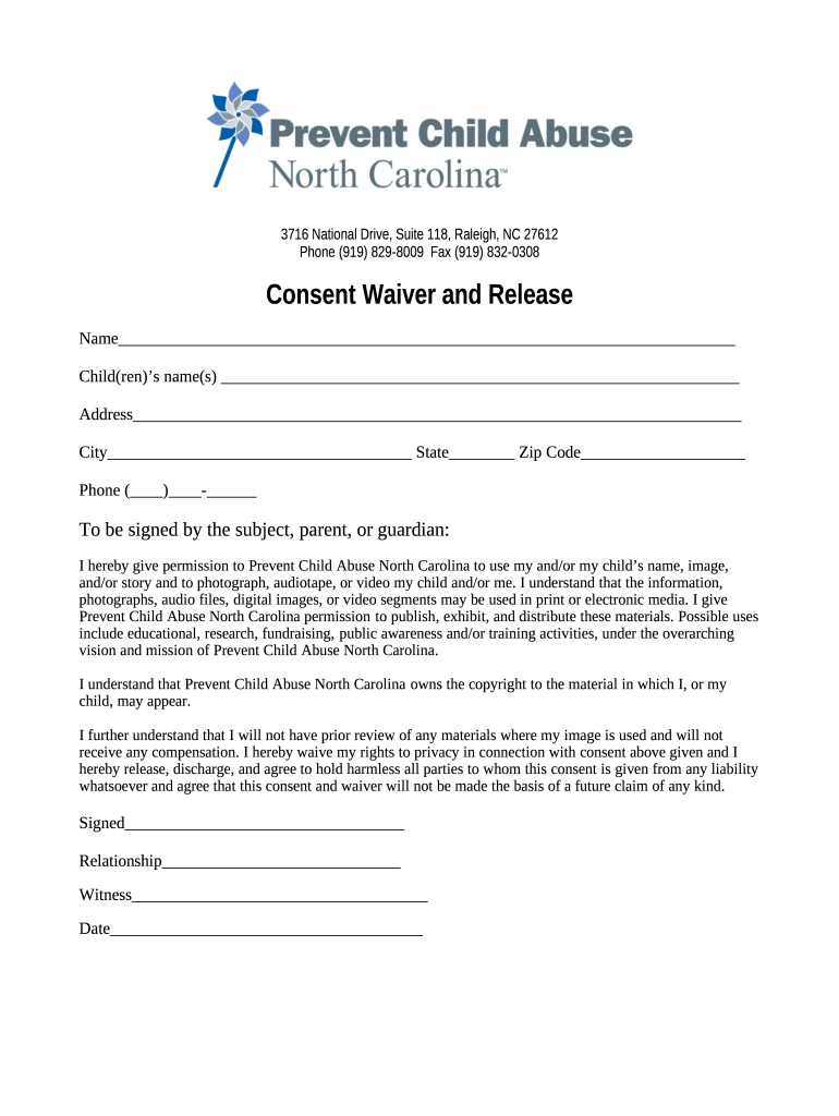 Consent Waiver and Release Doc Template | pdfFiller