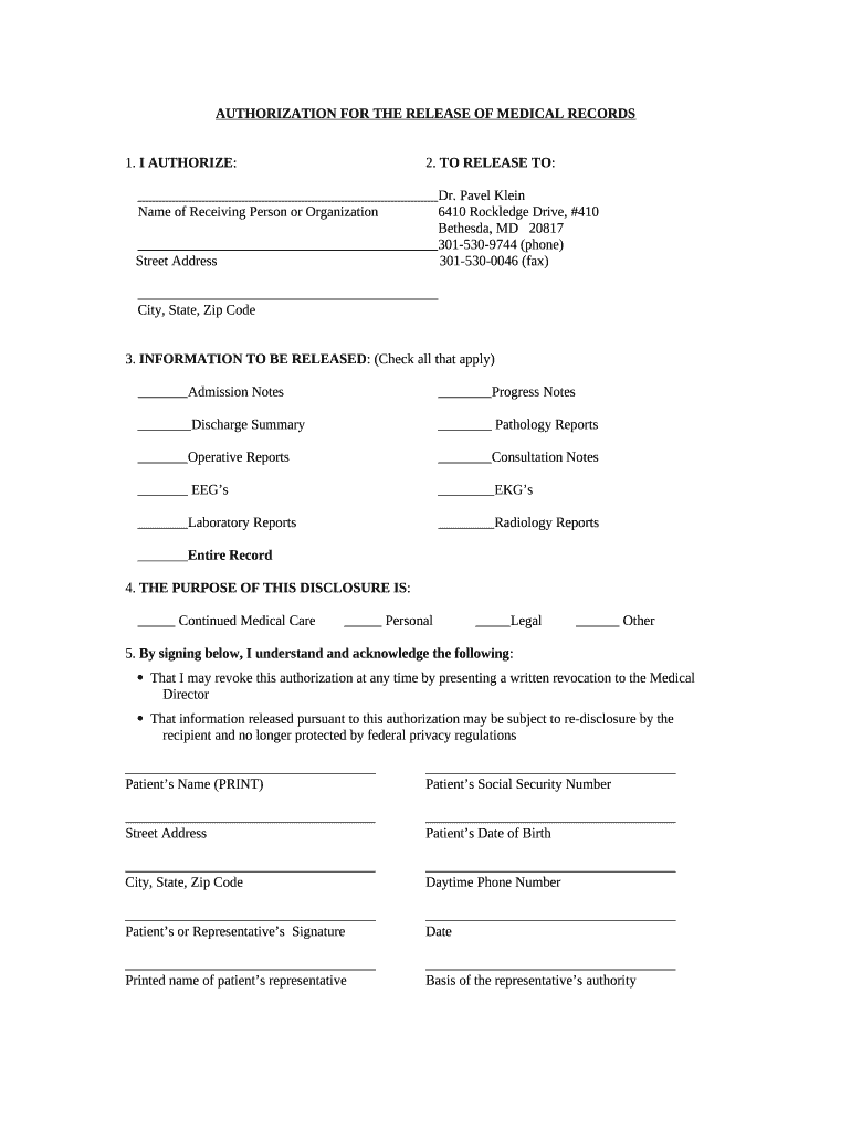 UNIVERSAL PATIENT AUTHORIZATION FOR FULL DISCLOSURE ... Doc Template ...