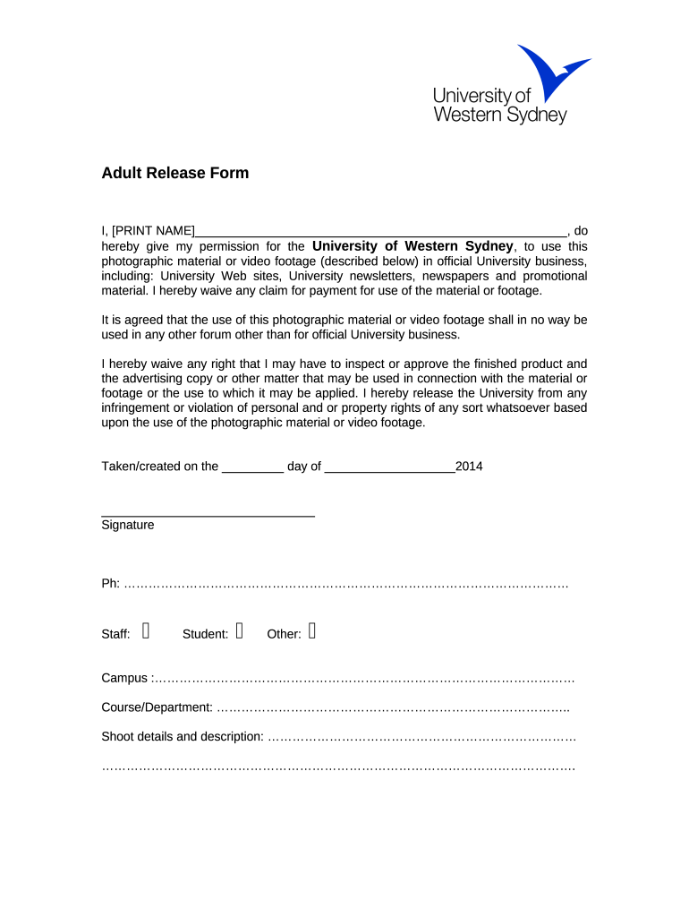 Release - uws.edu.au Doc Template | pdfFiller