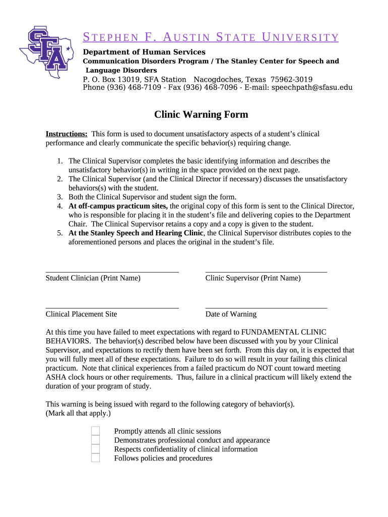Speech-Language PathologyHuman Services and ... - SFA Doc Template ...