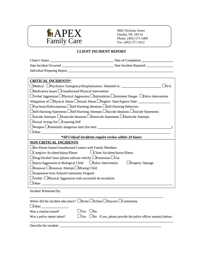 Client or Employee Accident/Incident Report Doc Template | pdfFiller