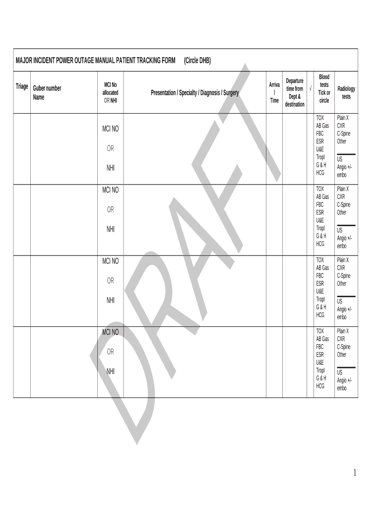MAJOR INCIDENT POWER OUTAGE MANUAL PATIENT TRACKING Doc Template ...