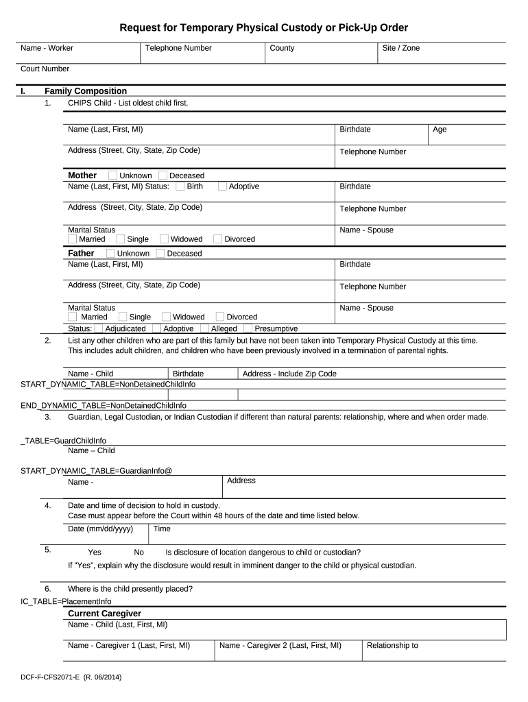 TMREQUEST FOR EMERGENCY DETENTION OR PICK-UP ORDER Doc Template | pdfFiller