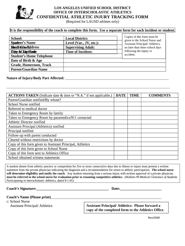 CONFIDENTIAL ATHLETIC INJURY TRACKING Doc Template | pdfFiller