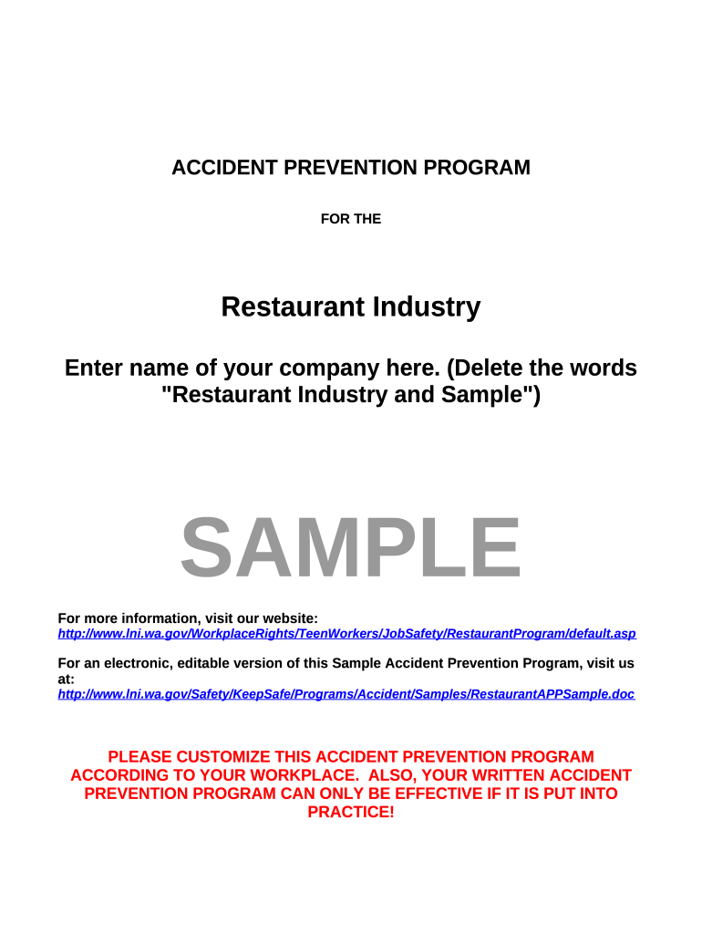 Restaurant APP Sample. Sample Accident Prevention Program Doc Template ...