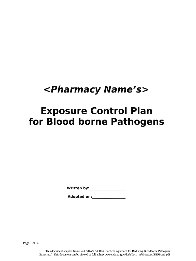 for Blood borne Pathogens Doc Template | pdfFiller