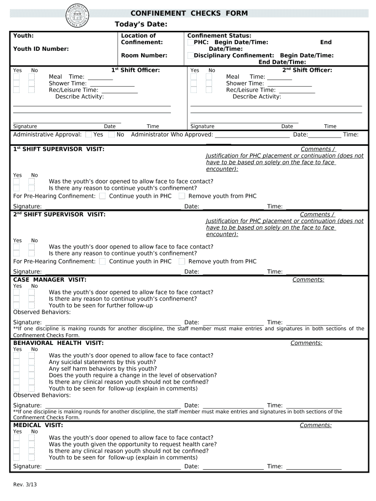 Attachment B: Confinement Checks Doc Template | pdfFiller