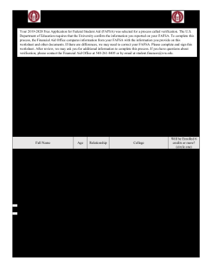 Fillable Online 2019-2020 Verification Worksheet - Northwest University ...
