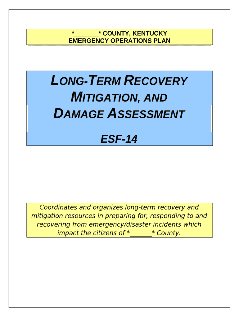 ESF 14 Long-Term Recovery and Mitigation Doc Template | pdfFiller