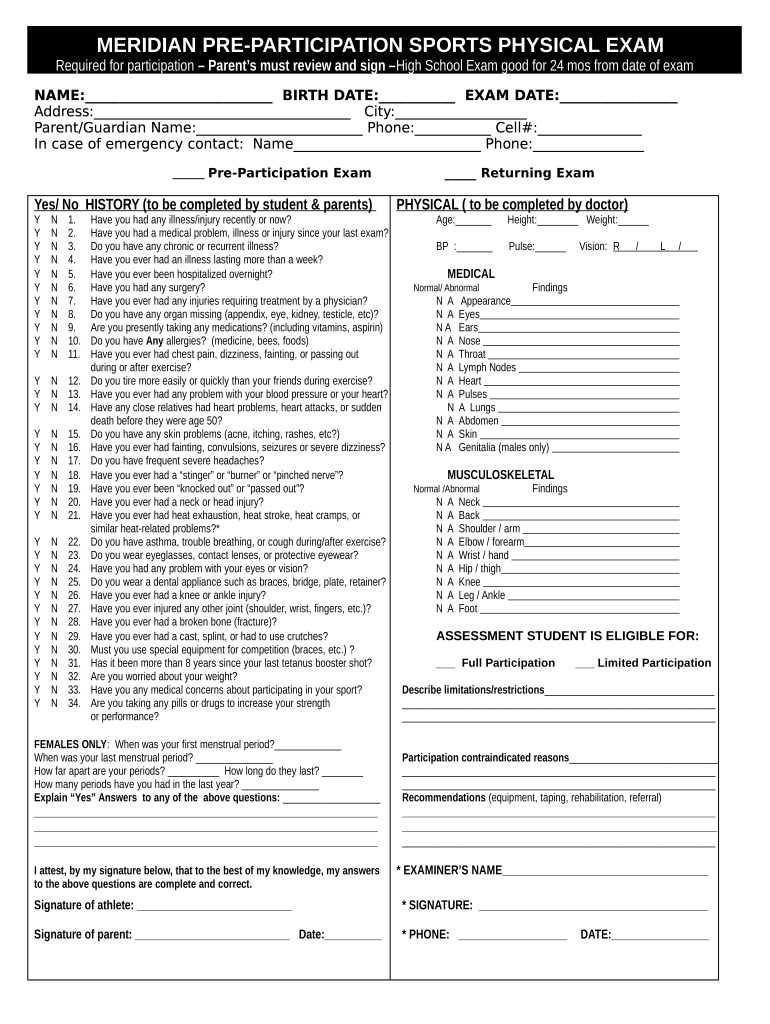pre-participation examination - Granite School District Doc Template ...