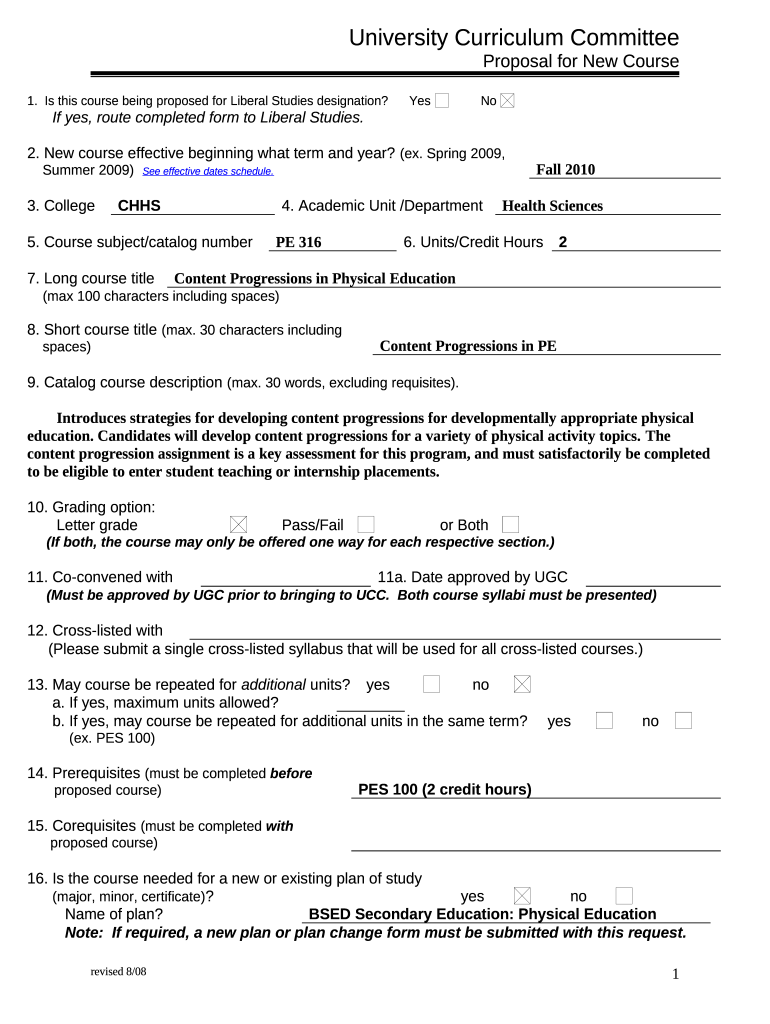 Proposals for New Courses and for Changes ... - Yale University Doc Template | pdfFiller