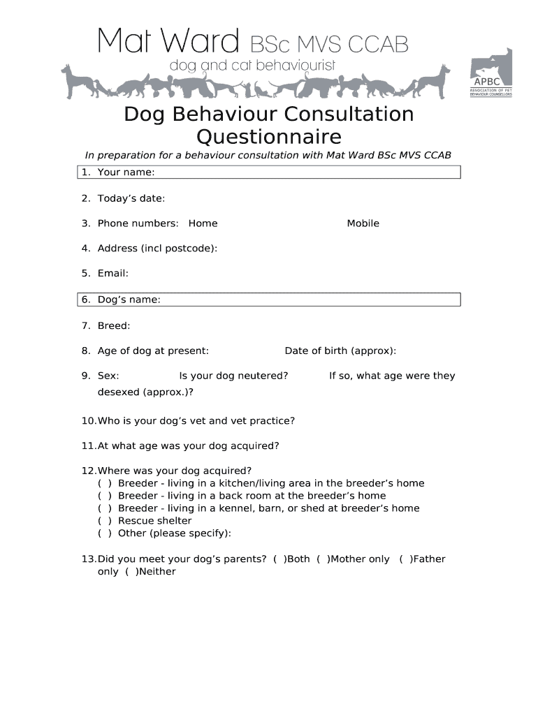 Characteristics of Excitable Dog Behavior Based on Owners ... Doc ...