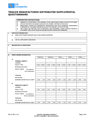Trailer Manufacturing/ Distributor Supplemental Questionnaire Doc ...