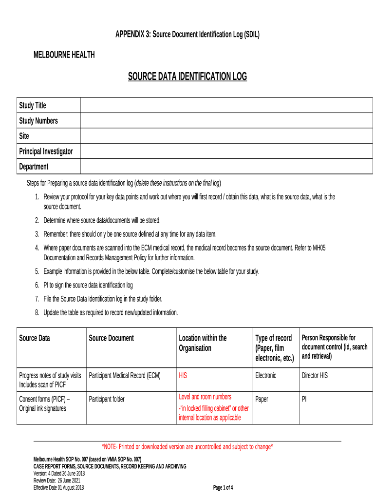 source data identification log Doc Template | pdfFiller