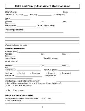 Child and Family Assessment Questionnaire - Gerry Chase ... Doc ...