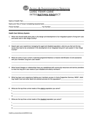 Health Insurance Status Questionnaire | pdfFiller