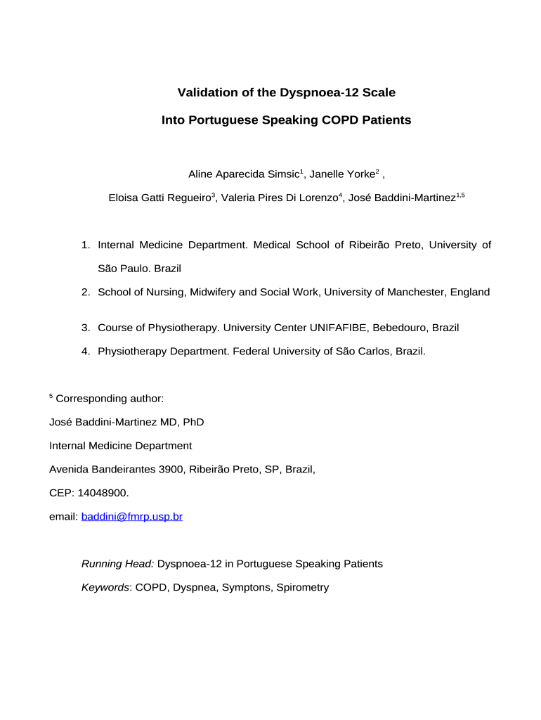 Validation of the Dyspnoea-12 Scale Doc Template | pdfFiller