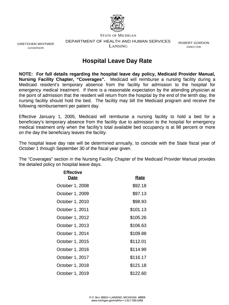 Hospital Leave Day Rate Doc Template | pdfFiller