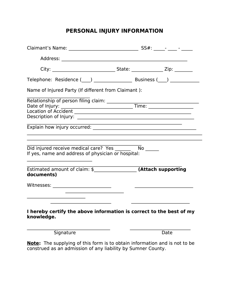 Attorney Injury Intake Questionnaire - Accidents and Injuries Doc ...