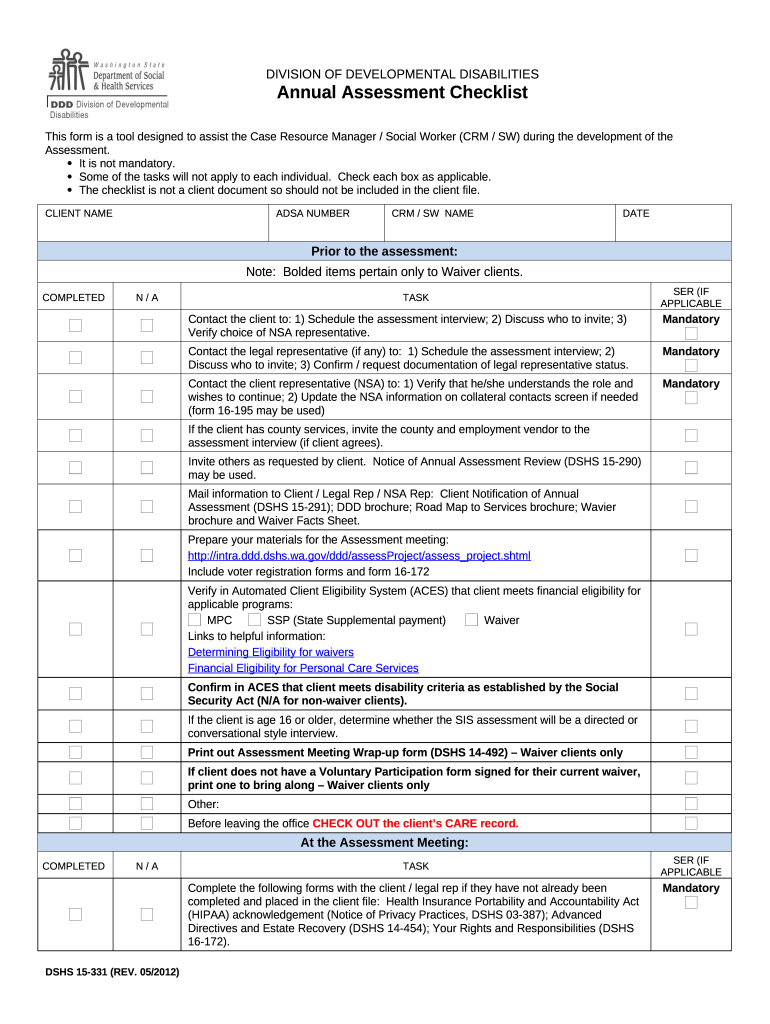 Annual Assessment Checklist Doc Template | pdfFiller