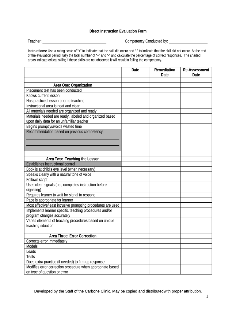 Effective Teaching Procedures Evaluation Doc Template | pdfFiller