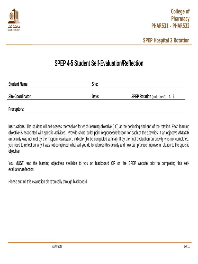 SPEP 4-5 Hospital 2 Student Evaluation Doc Template | pdfFiller