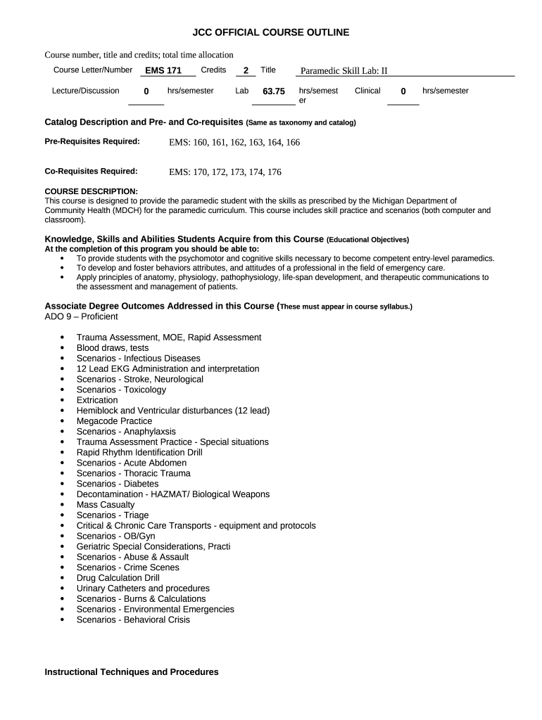 EMS-173.doc - JCC OFFICIAL COURSE OUTLINE Course number ... Doc Template | pdfFiller